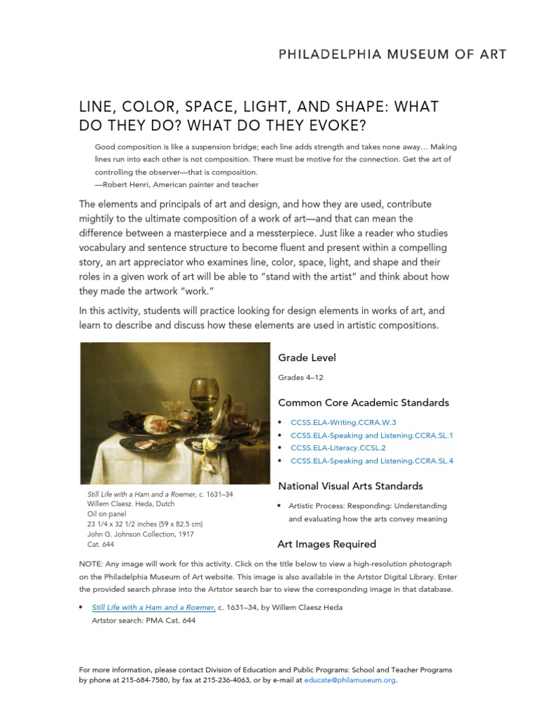 Line, Color, Space, Light, and Shape | PDF | Composition (Visual Arts ...