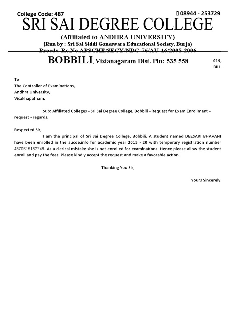 Letter Sub Registration | PDF