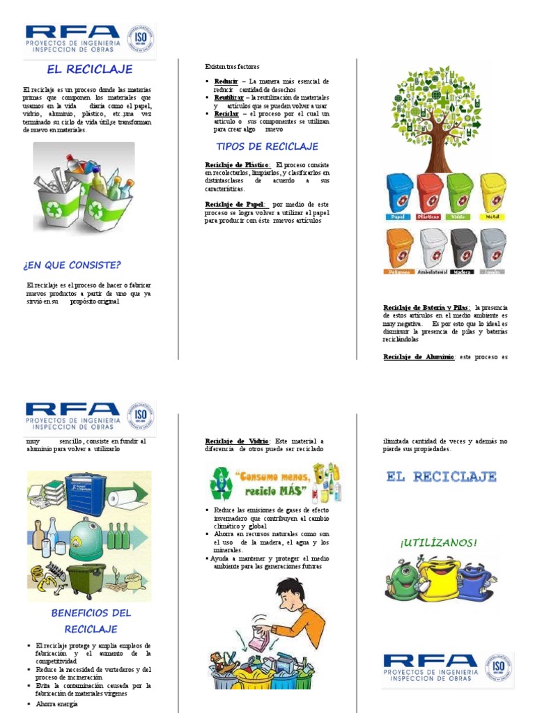 Triptico Reciclaje | PDF | Reciclaje | El plastico