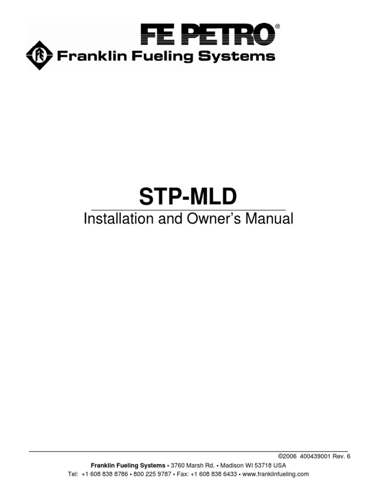 Mechanical Leak Detector Installation - FE Petro STP MLD Manual | PDF ...