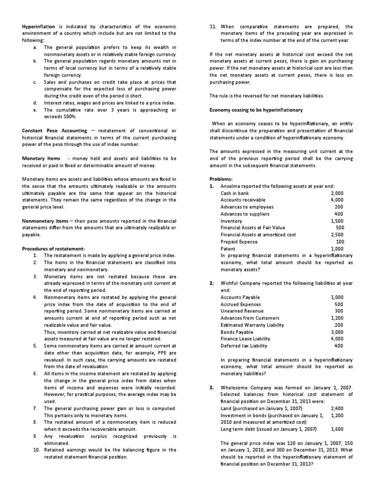 Hyperinflation TOPIC-1 | PDF | Historical Cost | Corporations