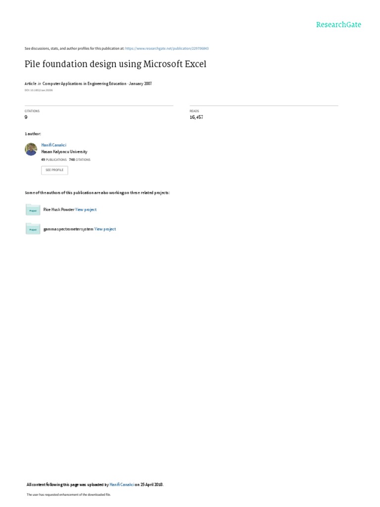 Pile Foundation Design Using Ms Excel | PDF