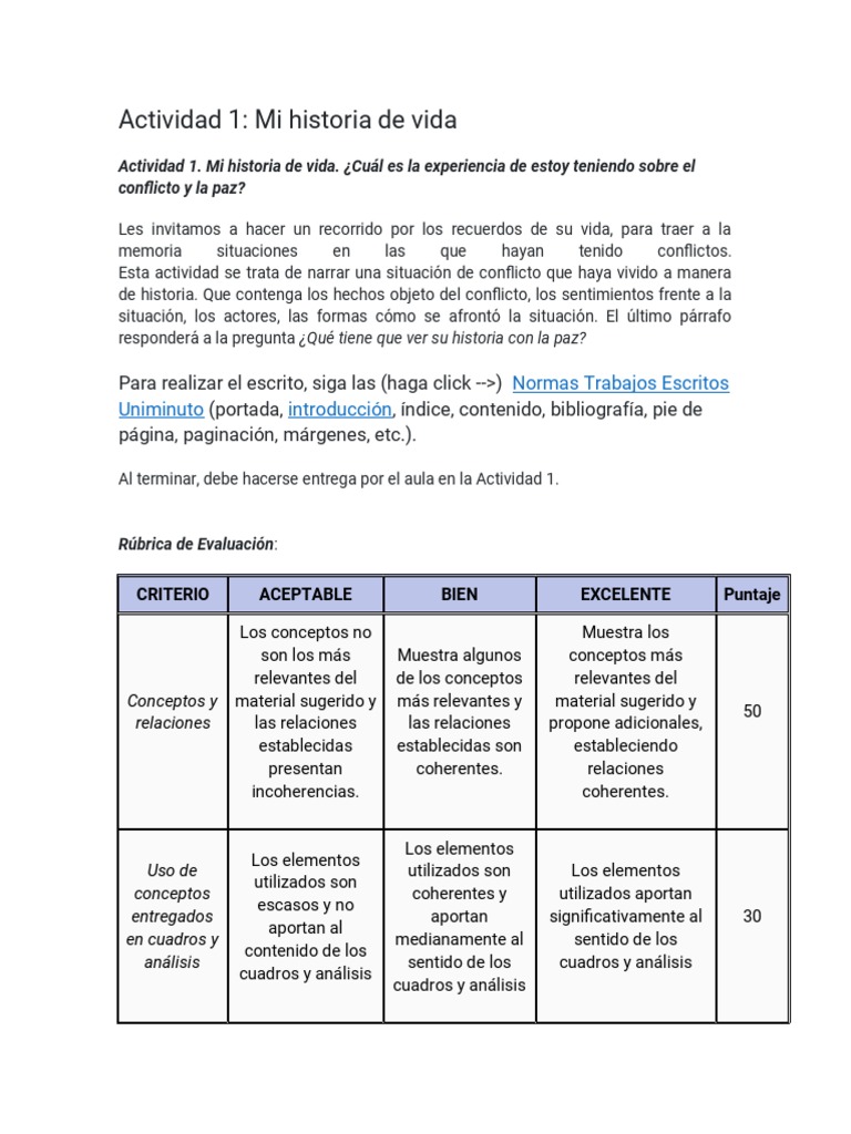 Actividad 1 Mi Historia de Vida | Descargar gratis PDF | Cognición ...