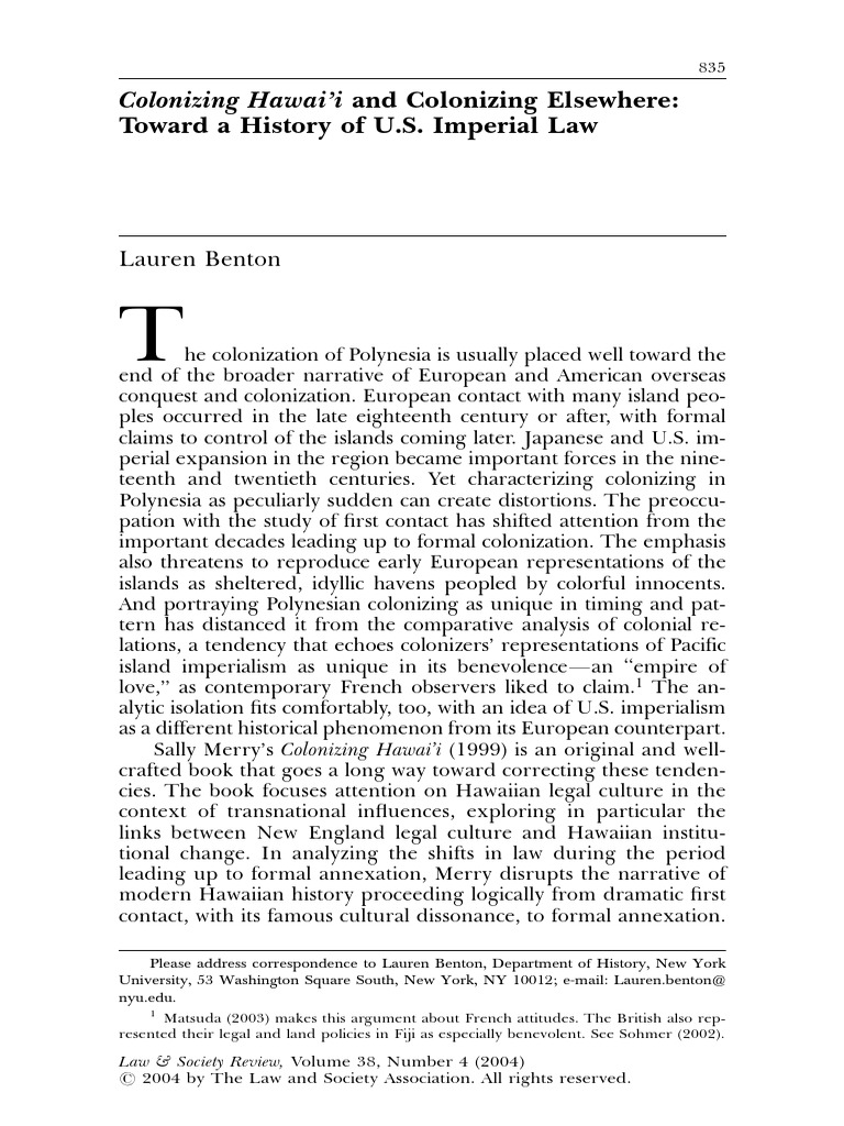 U.S. Imperial Law and Hawaiian Colonization | PDF | Hawaii | Colonialism