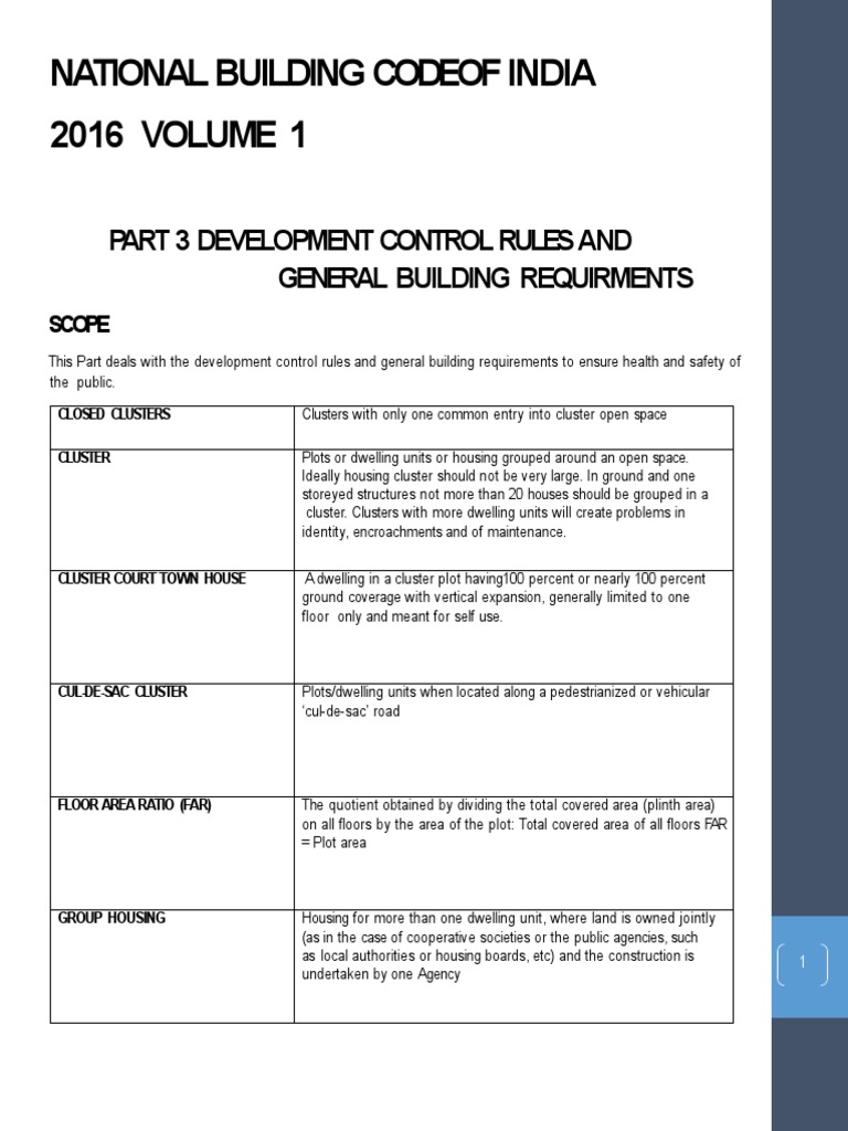 National Building Codeof India: Part 3 Development Control Rules and ...