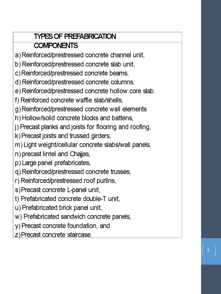 Types of Prefabrication Components | PDF | Stairs | Precast Concrete