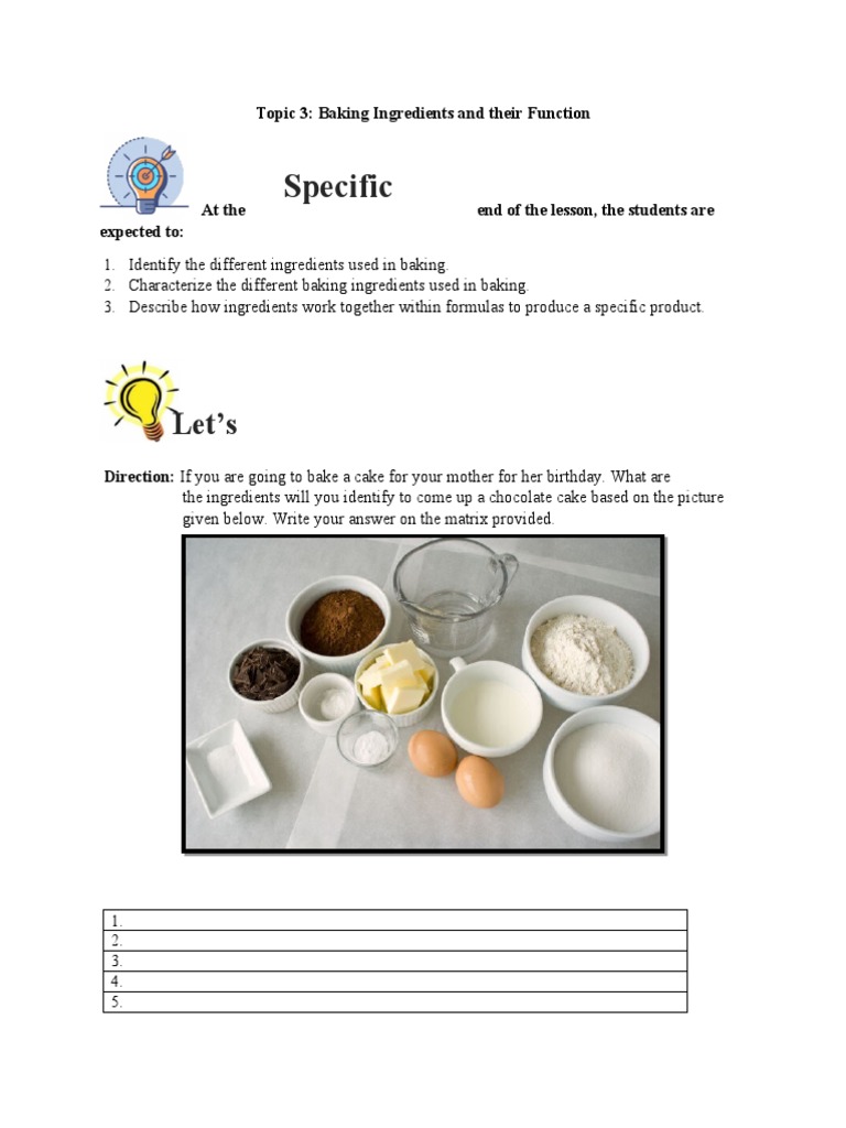 Topic 3 Baking Ingredients | PDF