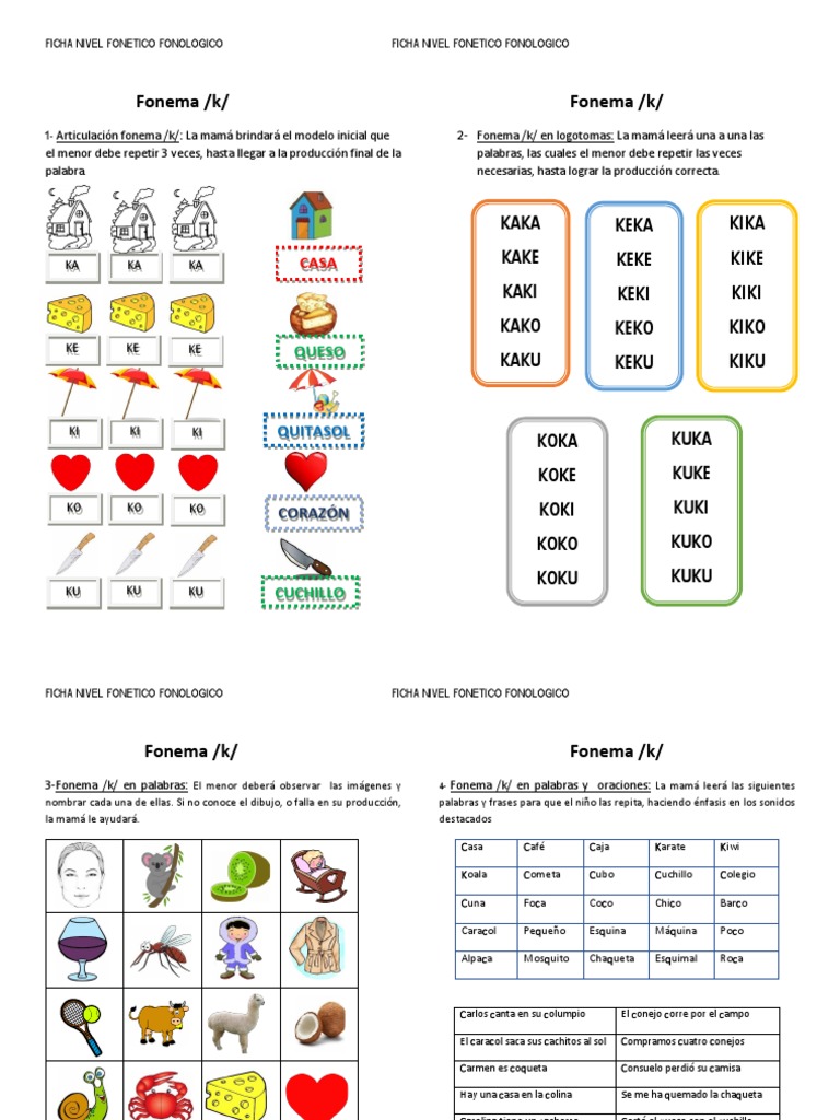 Ficha Fonema K | PDF