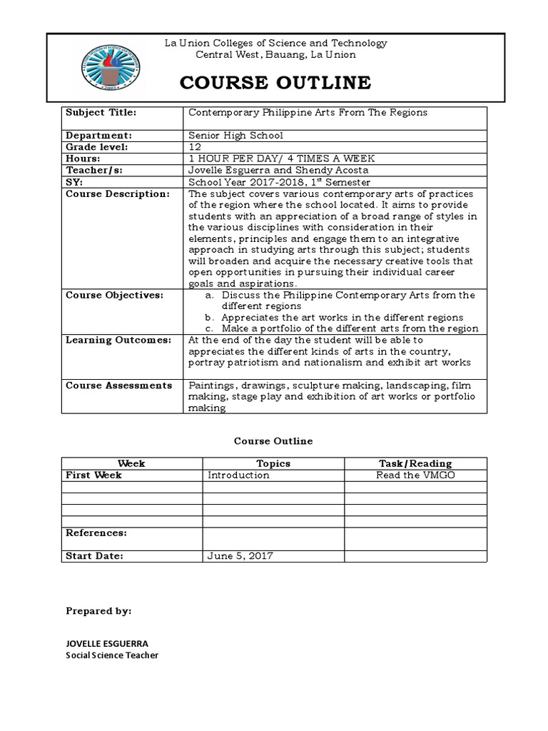 Contemporary Arts Course Outline | PDF | Social Science | Teaching