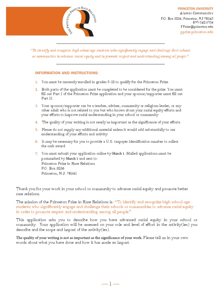 Pprize - Princeton.edu: Information and Instructions | PDF | Mentorship ...