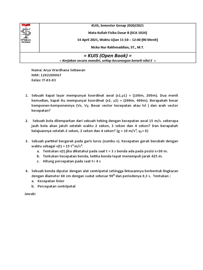 KUIS 1 Fisika Dasar | PDF