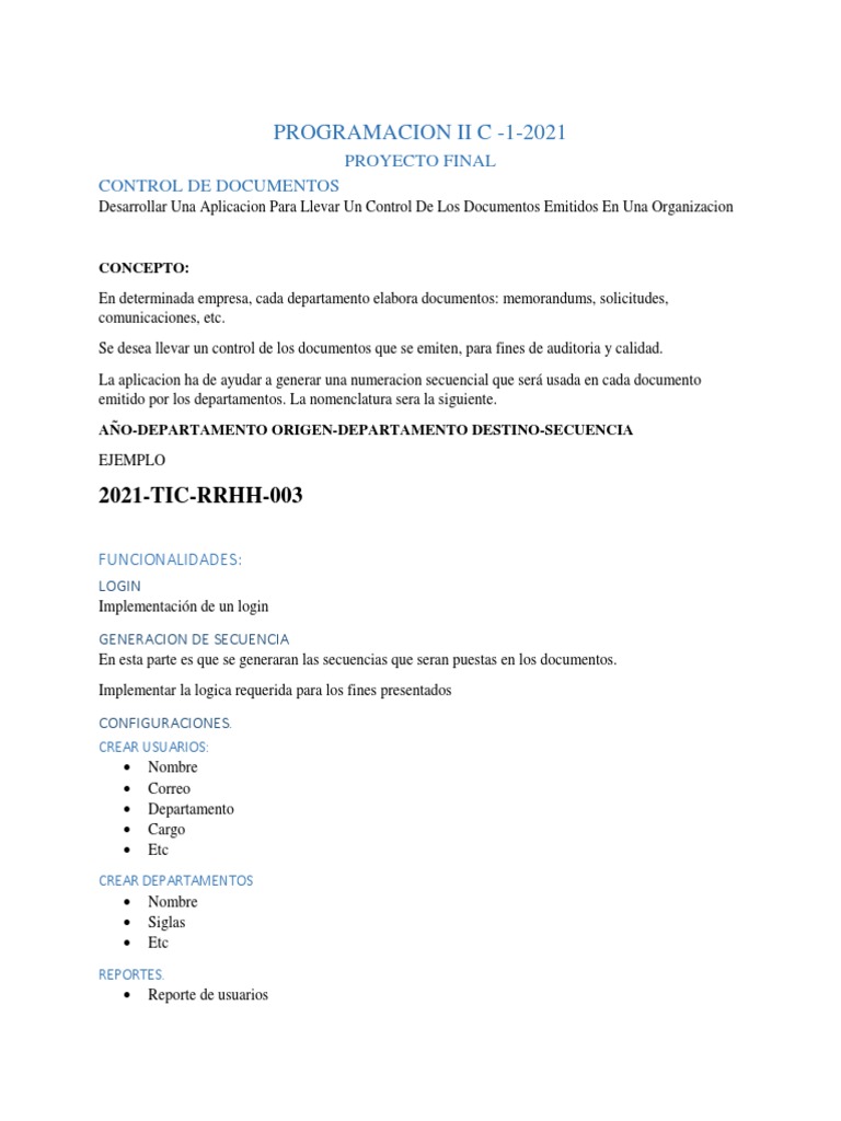 Proyecto Final PROGRAMACION II C12021 | PDF