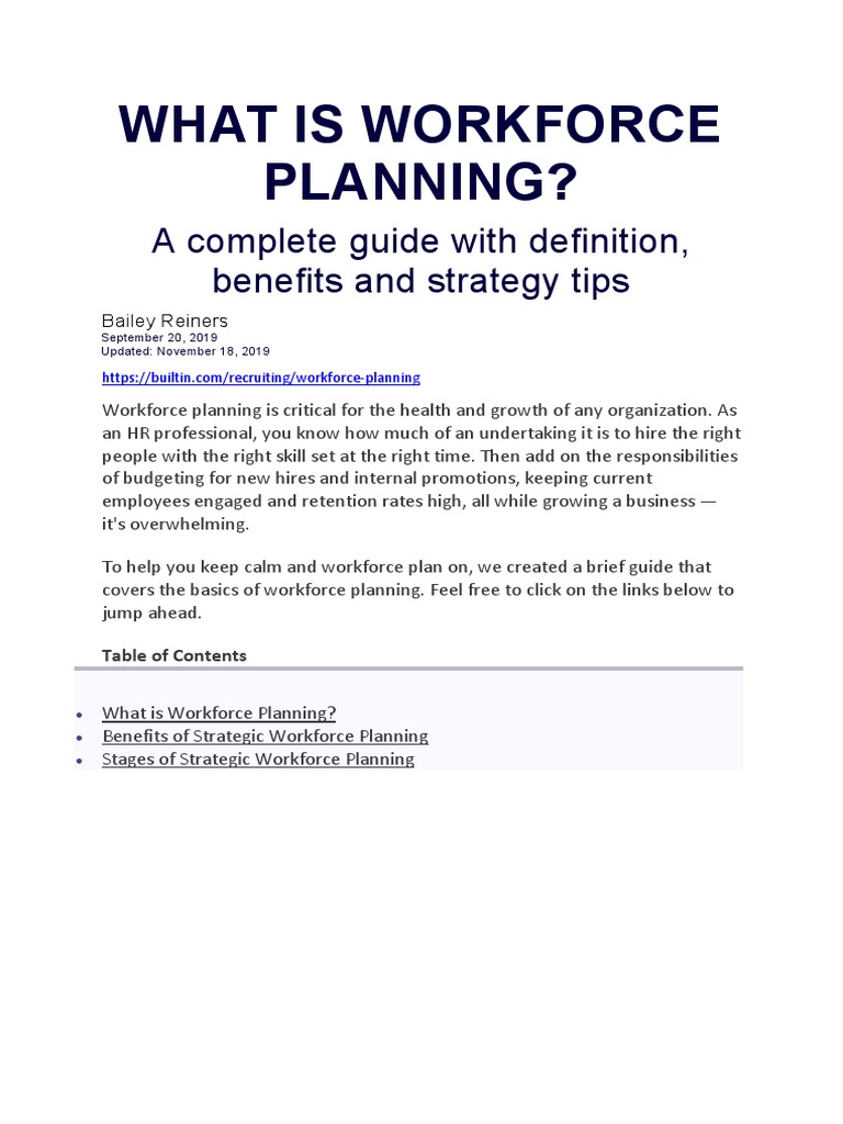 What Is Workforce Planning | PDF | Employee Retention | Recruitment