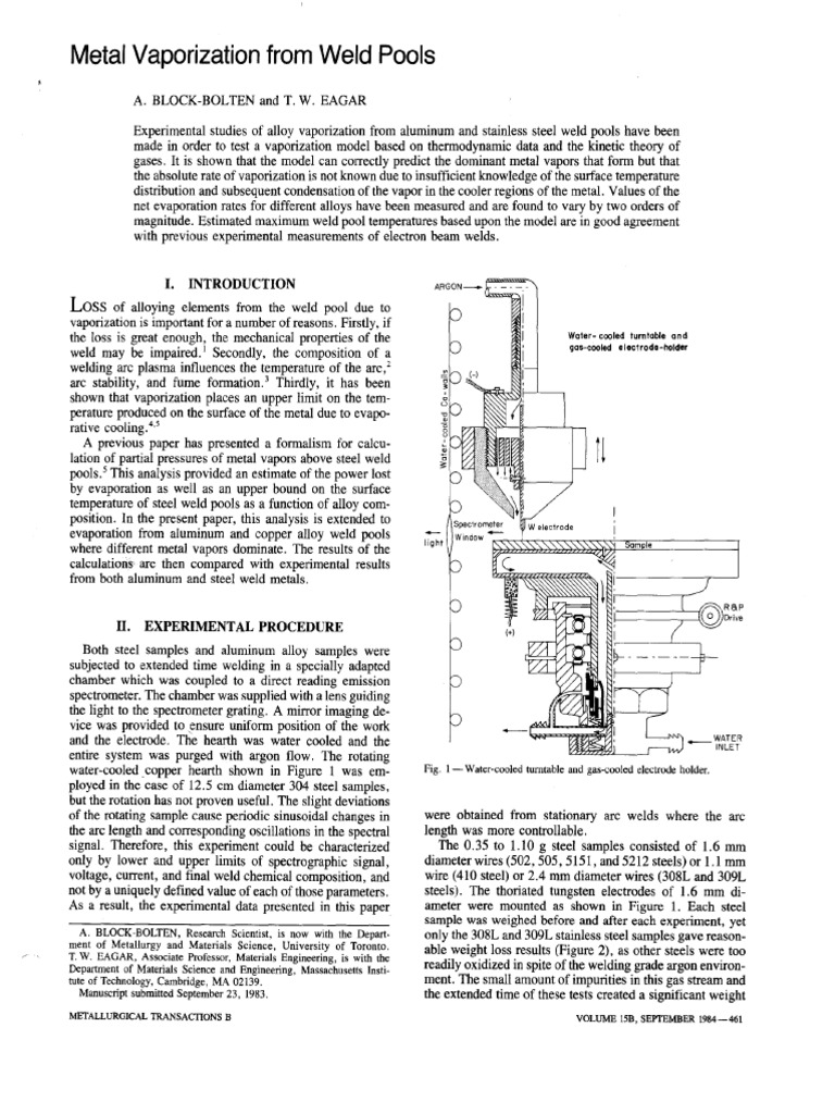Metal Vaporization From Weld Pools | PDF | Welding | Construction