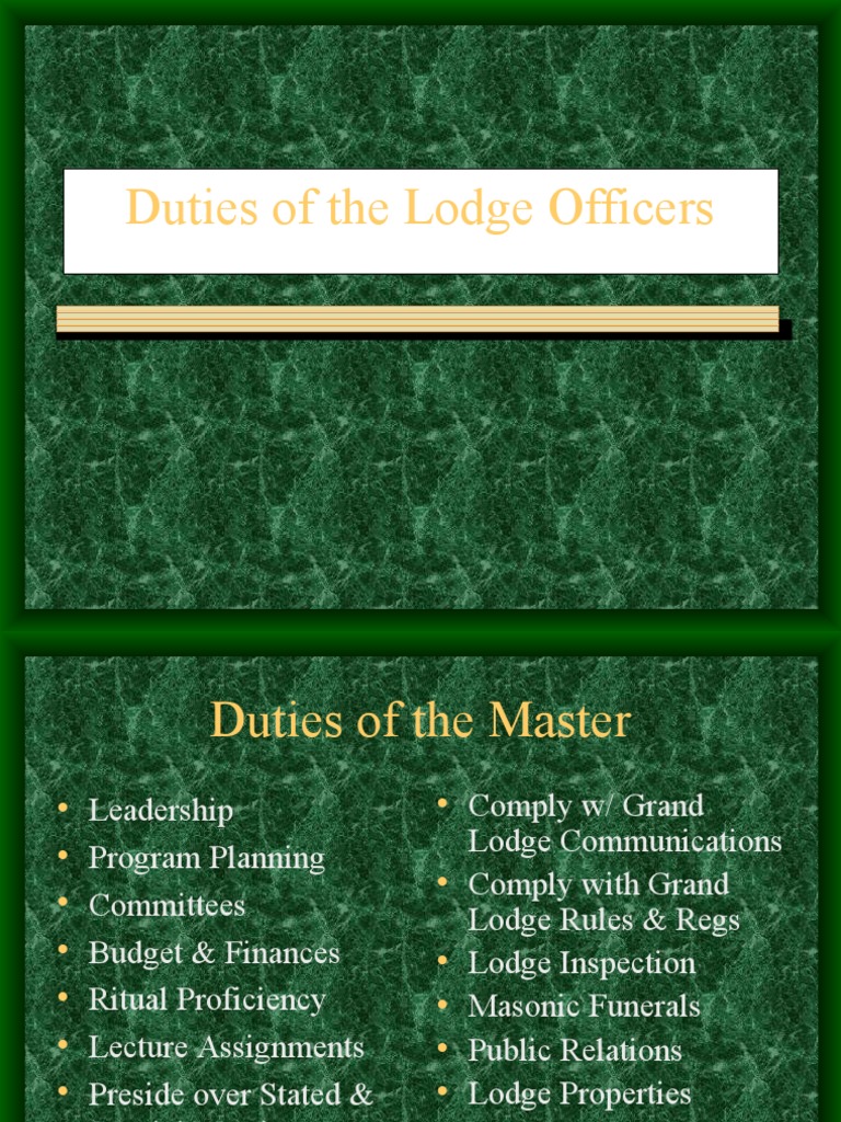 Lodge Officer Duties Explained | PDF