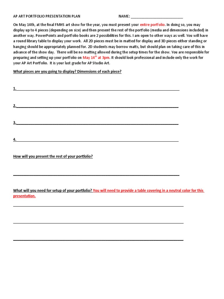 AP Art Portfolio Presentation Planname | PDF