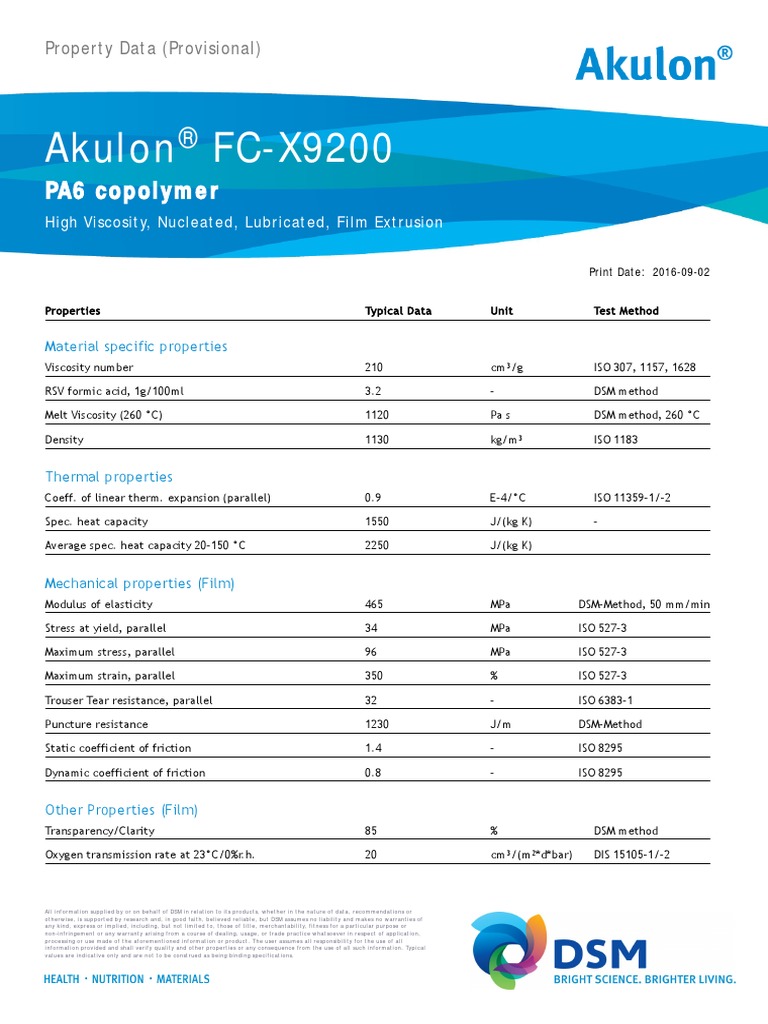 Akulon FC-X9200: PA6 Copolymer | PDF | Viscosity | Extrusion