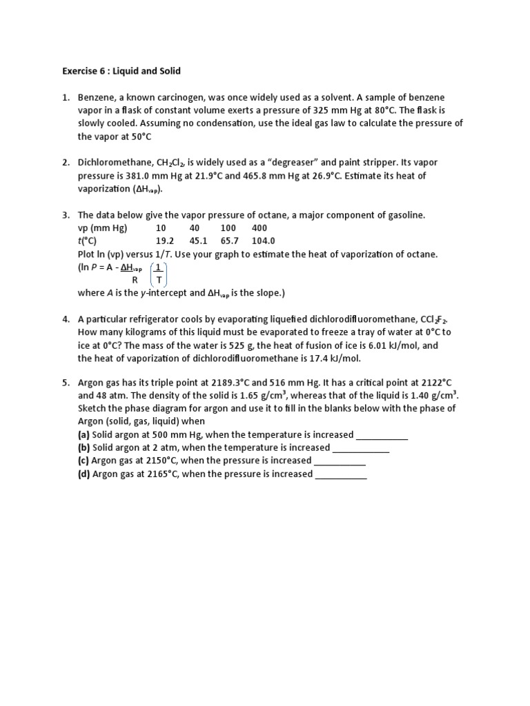 Exercise (6) - Liquid and Solid | PDF