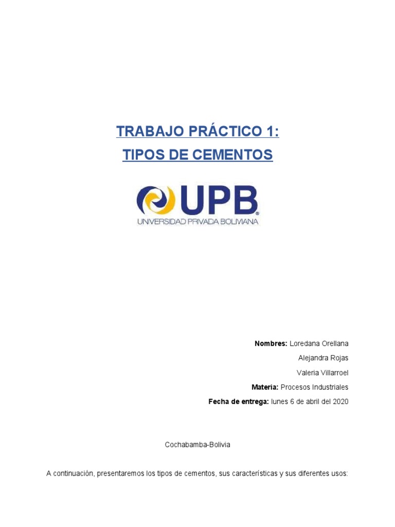 Tipos de Cementos | PDF | Cemento | Hormigón Tipos de Cementos | PDF | Cemento | Hormigón