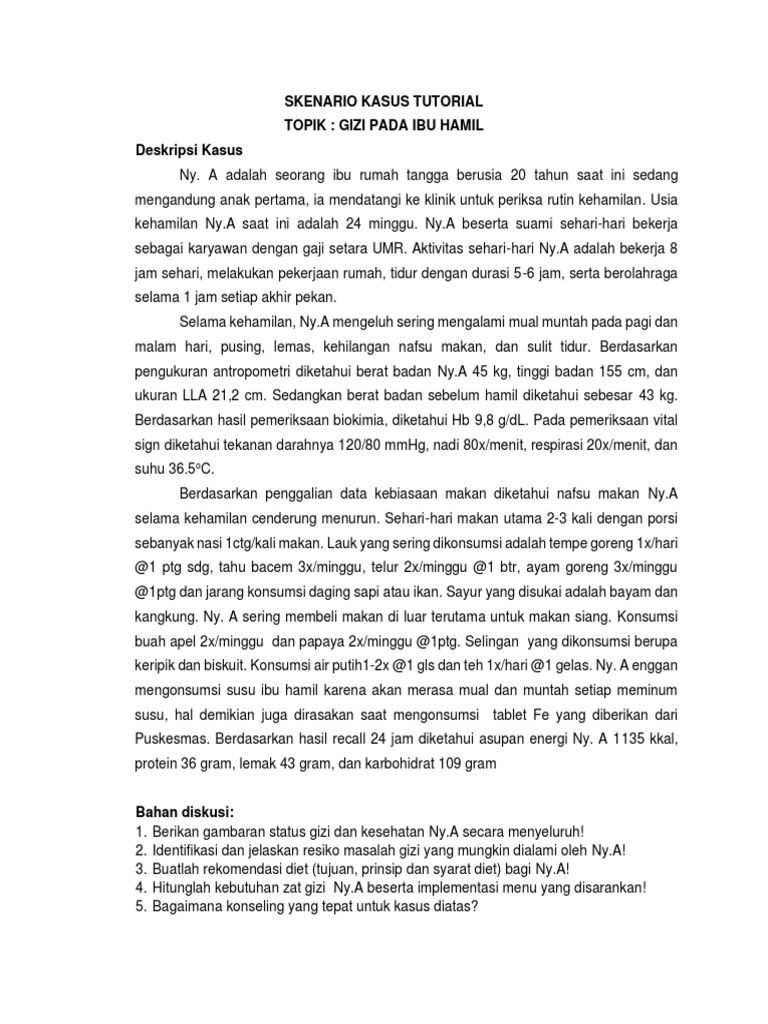 Skenario Kasus Tutorial Ibu Hamil GDDK 2021 | PDF