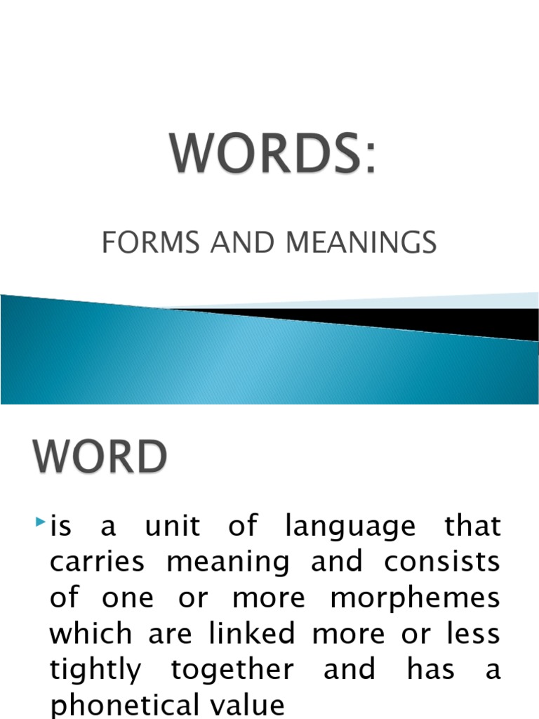 FORMS AND MEANINGS: WORDS AS SYMBOLS | PDF | Word | Linguistics
