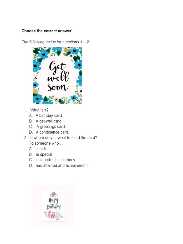 Greeting Card Question Quiz | PDF | Career & Growth | Home & Garden