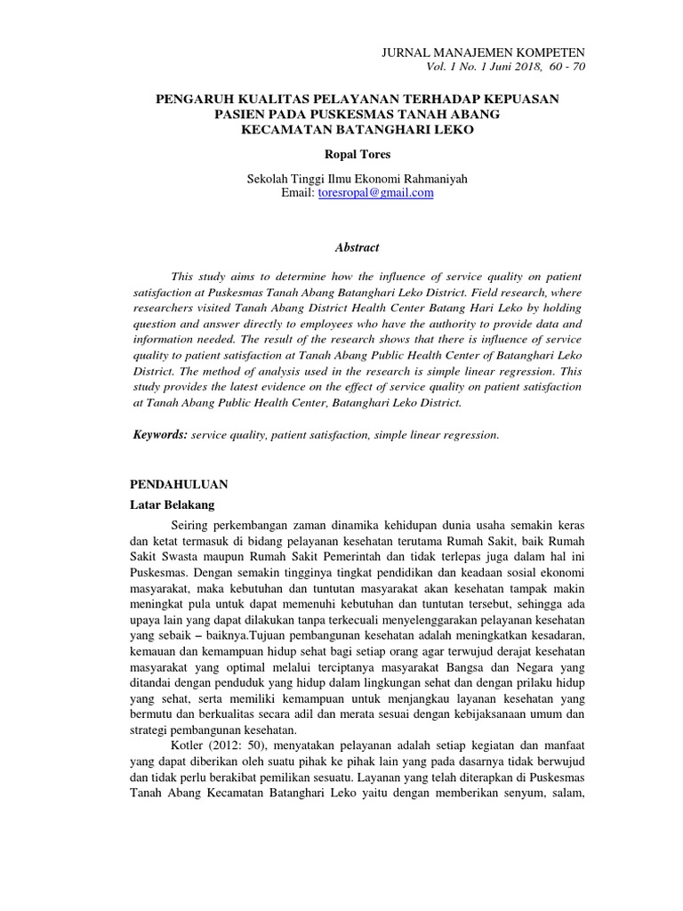Jurnal Regresi Linear Sederhana | PDF