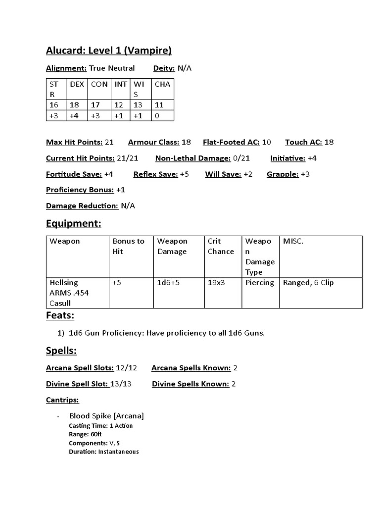 Alucard (Level 1 Vampire) | PDF | Leisure