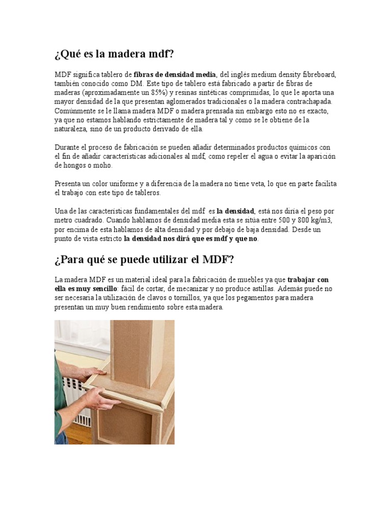 Usos y Ventajas del MDF en Muebles | PDF | Madera | Materiales