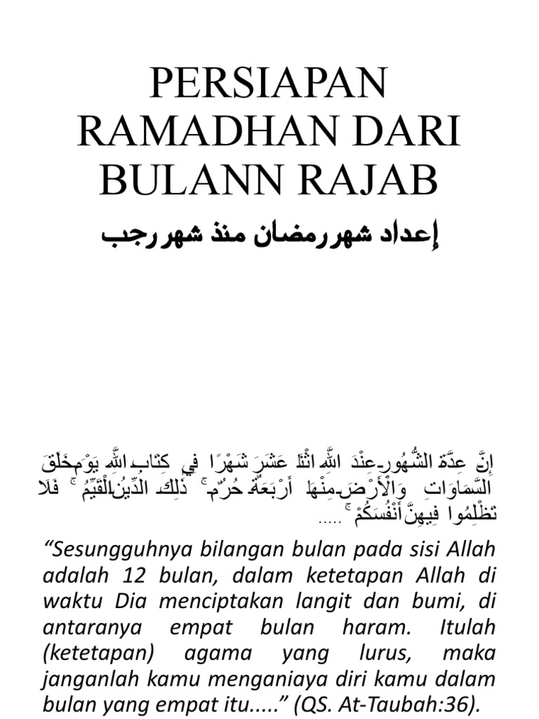 Persiapan Ramadhan Dari Bulann Rajab | PDF