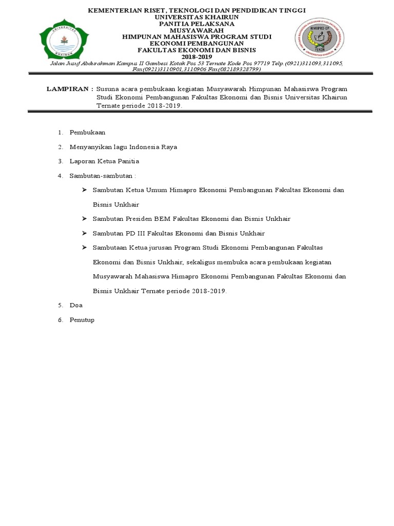 Susunan Acara | PDF | Sains & Matematika