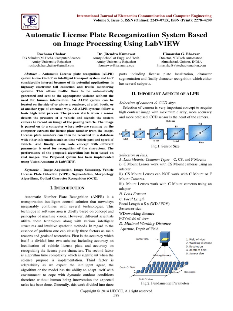 Automatic License Plate Recoganization System Based On Image Processing Using Labview | PDF ...