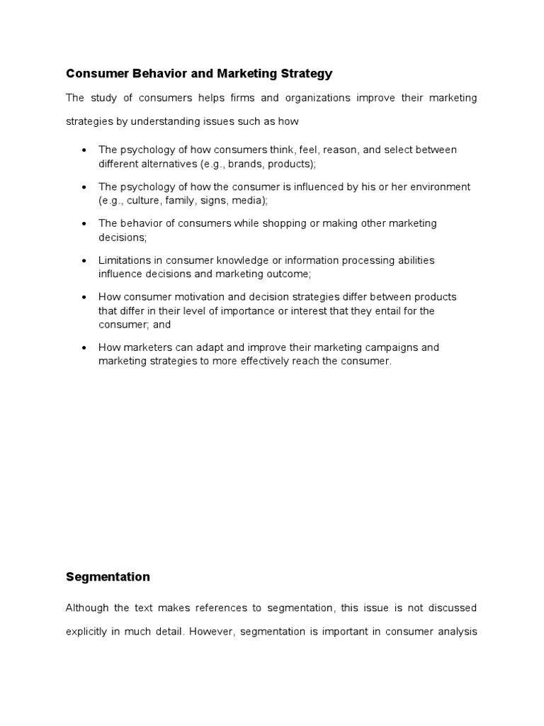 Consumer Behavior and Marketing Strategy | PDF | Consumer Behaviour ...
