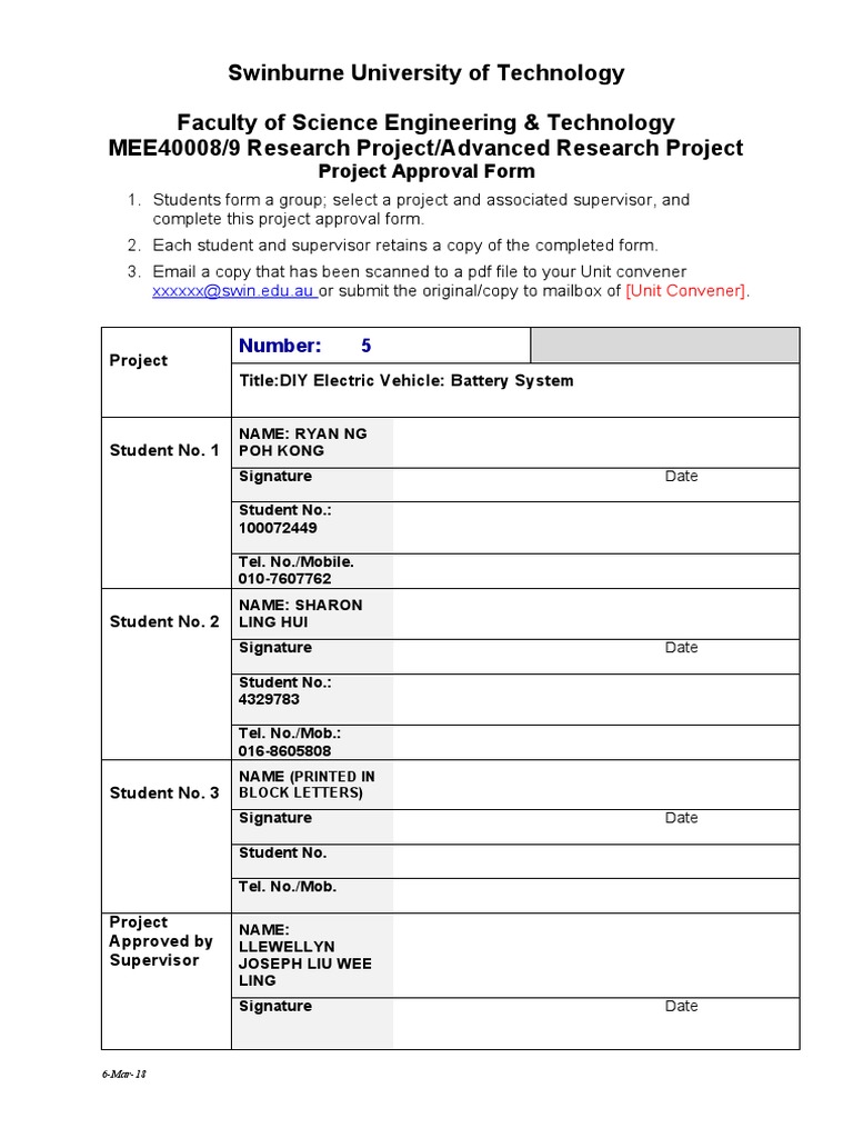 Sample - Project Approval Form | PDF
