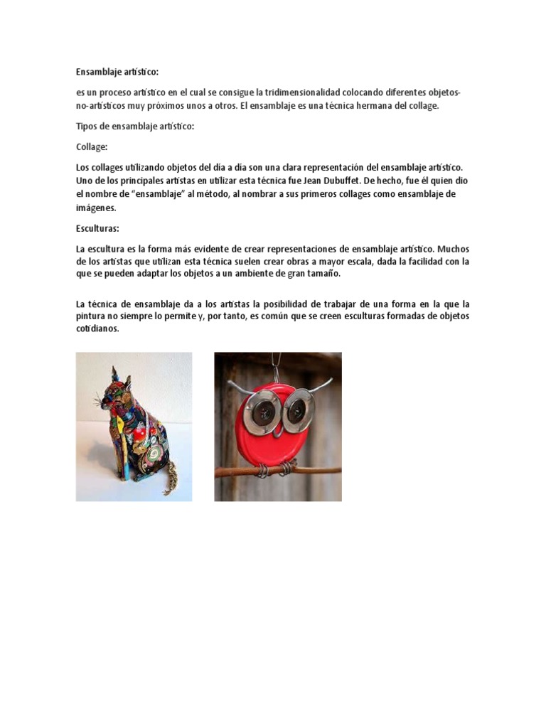 Tipos de ensamblaje artístico y su técnica | PDF