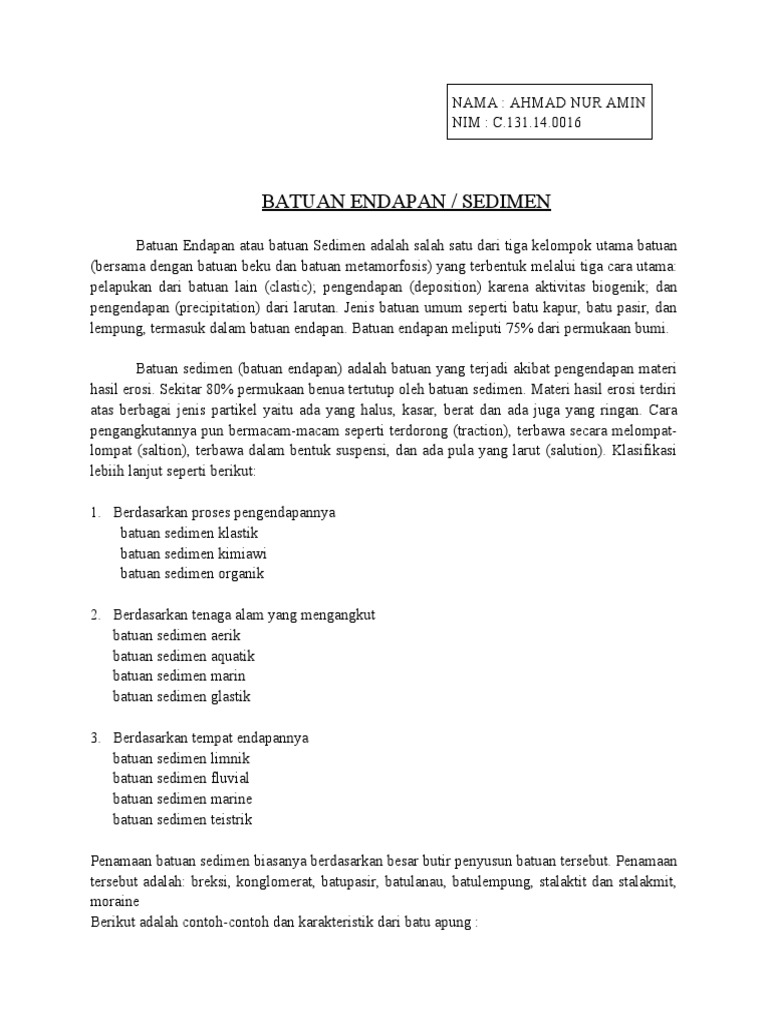 Jenis dan Proses Batuan Endapan | PDF | Ilmu Sosial | Seni