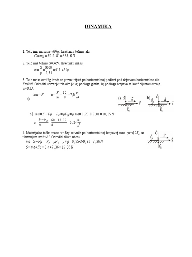 DINAMIKA - Zadaci | PDF