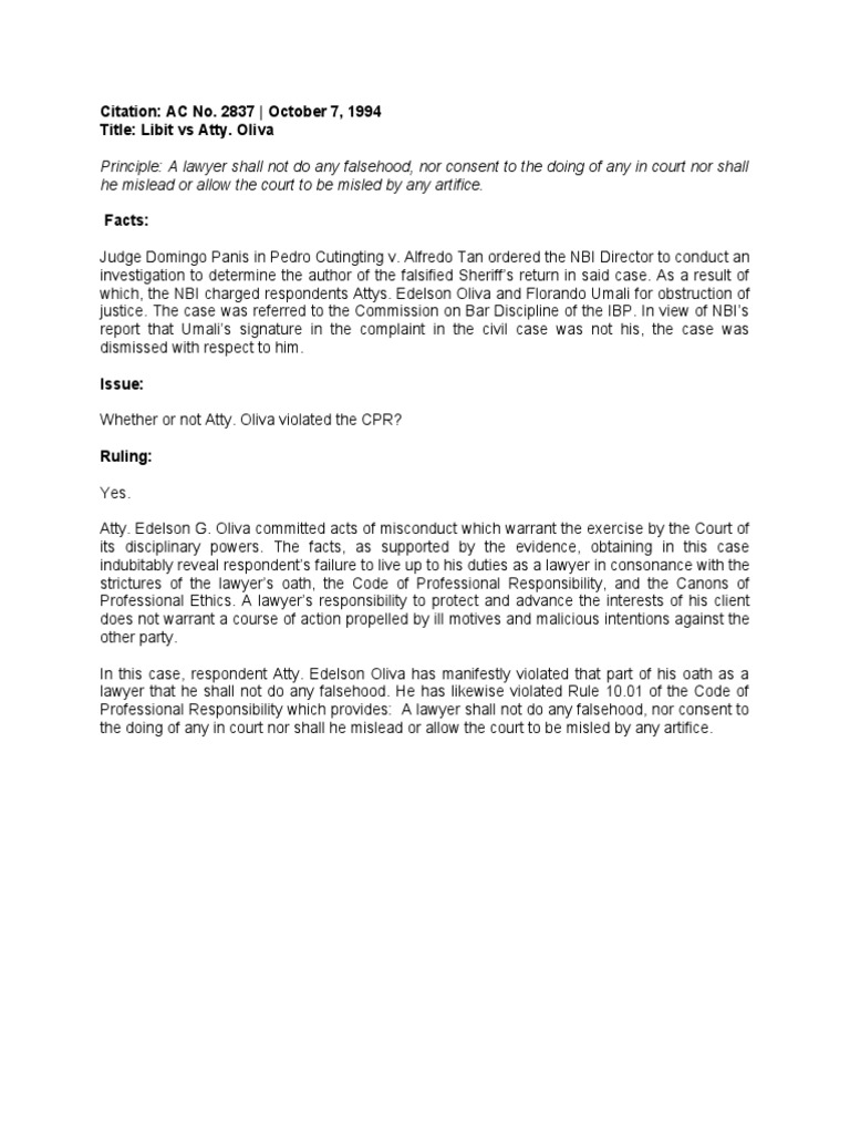 Libit Vs Oliva | PDF