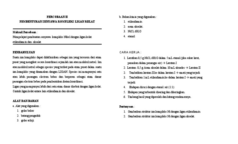 Pembentukan Senyawa Kompleks Nikel dengan Ligan Kelat Etilendiamin dan ...