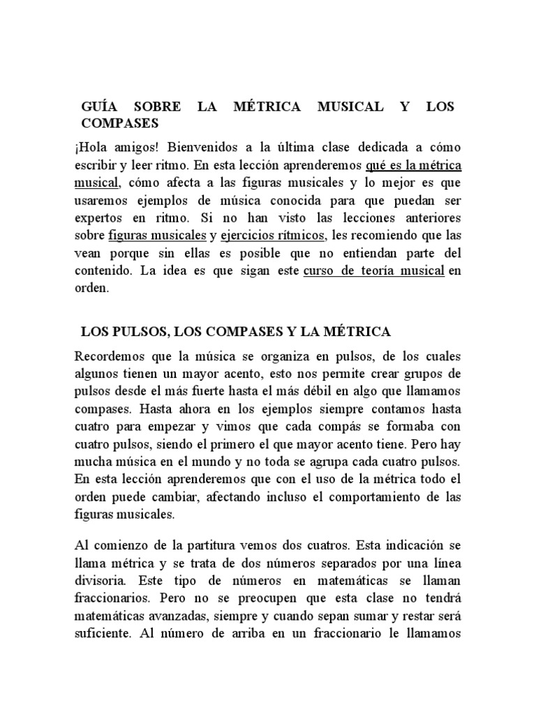 7 Guía Sobre La Métrica Musical y Los Compases | PDF | Tempo | Ritmo
