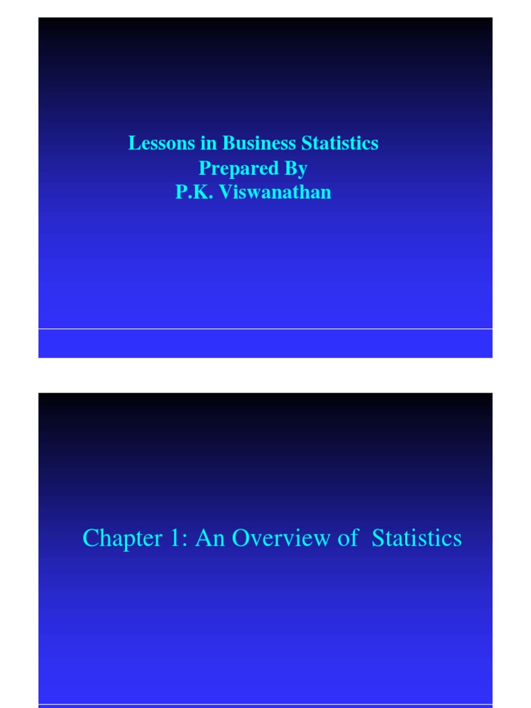 Lessons in Business Statistics Prepared by P.K. Viswanathan | PDF