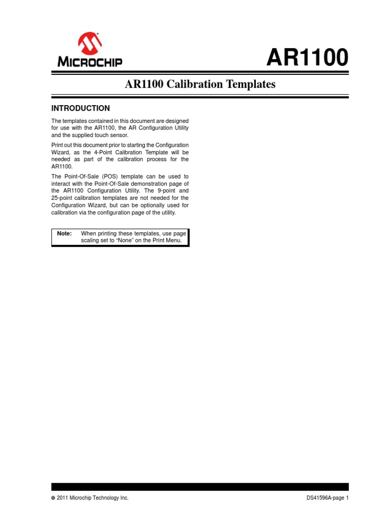AR1100 Calibration Templates: 2011 Microchip Technology Inc. DS41596A ...