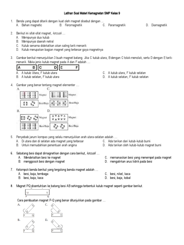 Latihan Soal Materi Kemagnetan SMP Kelas 9 | PDF