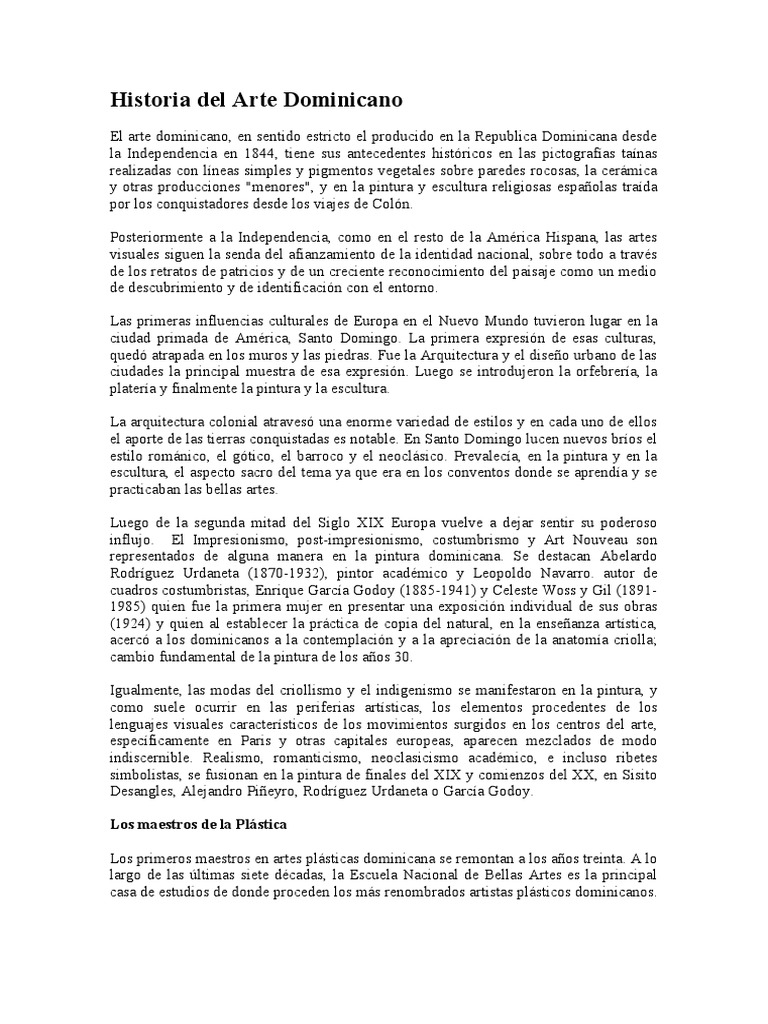 Historia Del Arte Dominicano | PDF | Pinturas | República Dominicana