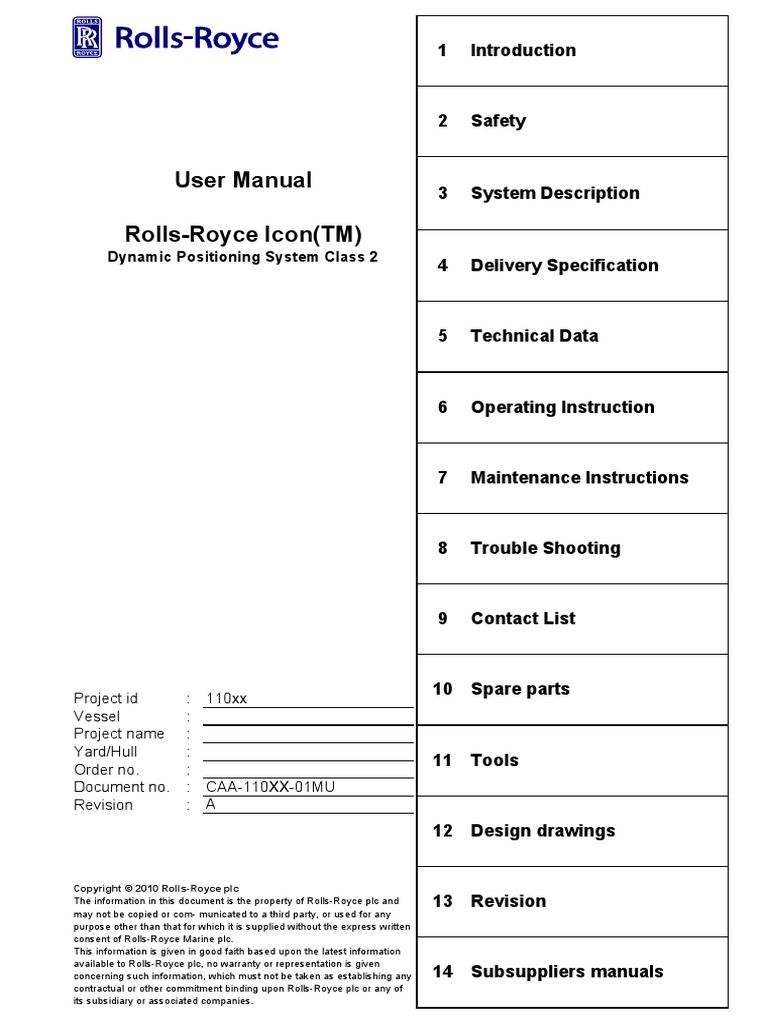User Manual Rolls-Royce Icon (TM) : Dynamic Positioning System Class 2 | PDF | Graphical User ...
