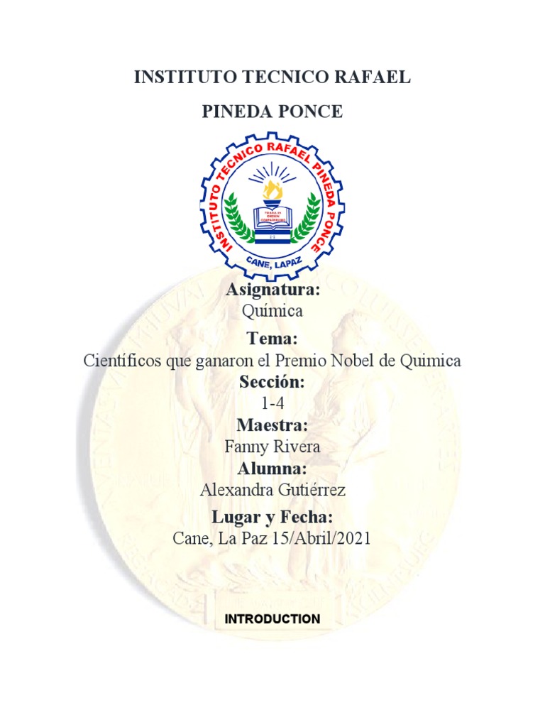 Cientificos Que Ganaron El Premio Nobel de Quimica Informe | PDF | premio Nobel | Marie Curie