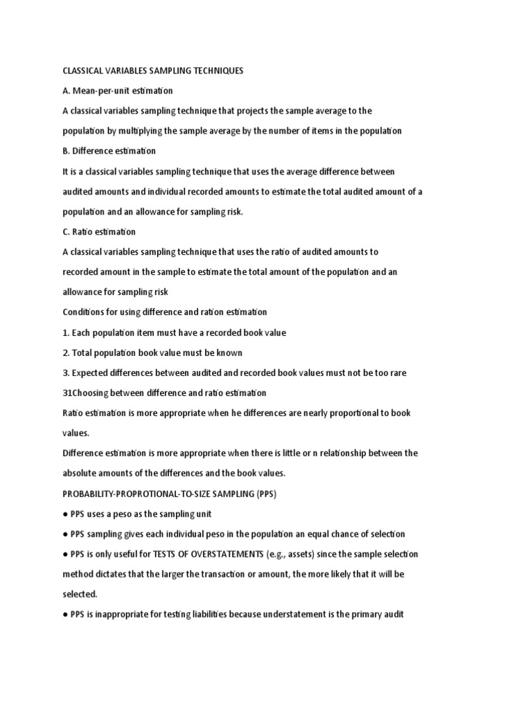 Classical Variables Sampling Techniques | PDF