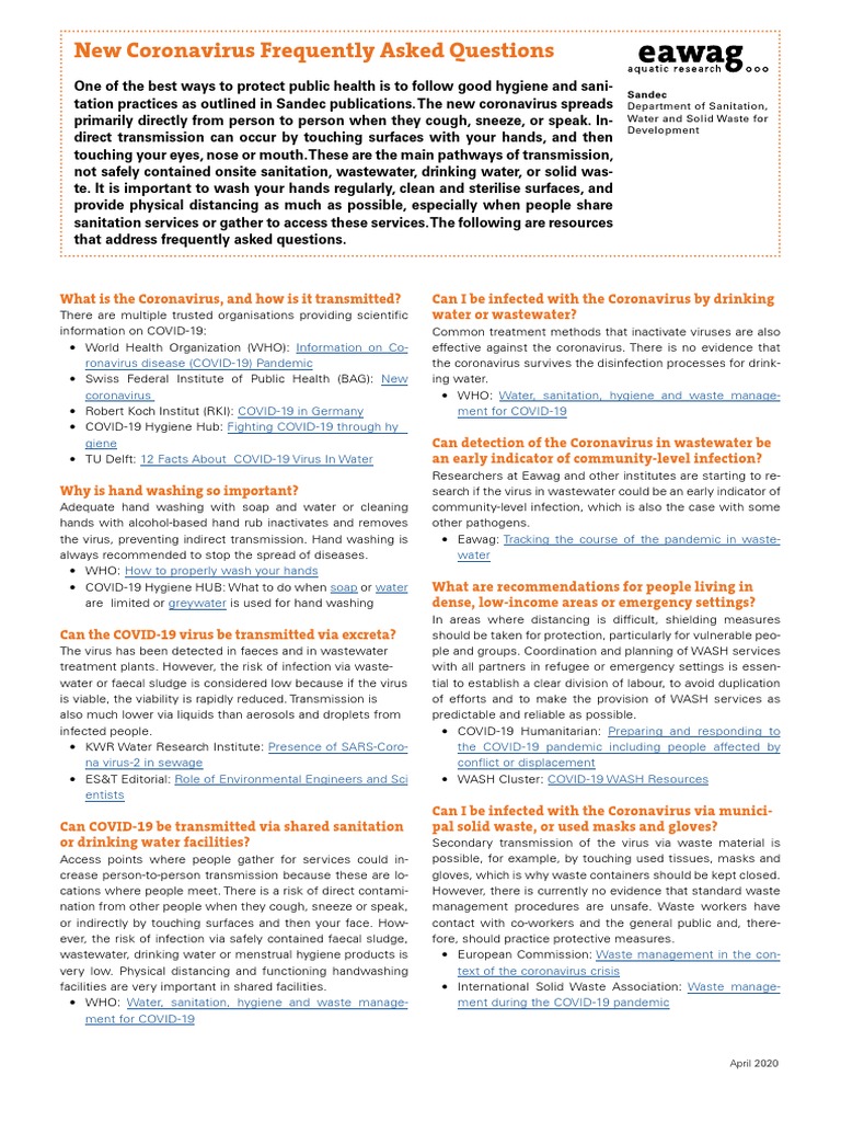 a5wV8XjSTdGcFfF40i3RDw Sandec COVID Factsheet | PDF | Sanitation | Hygiene