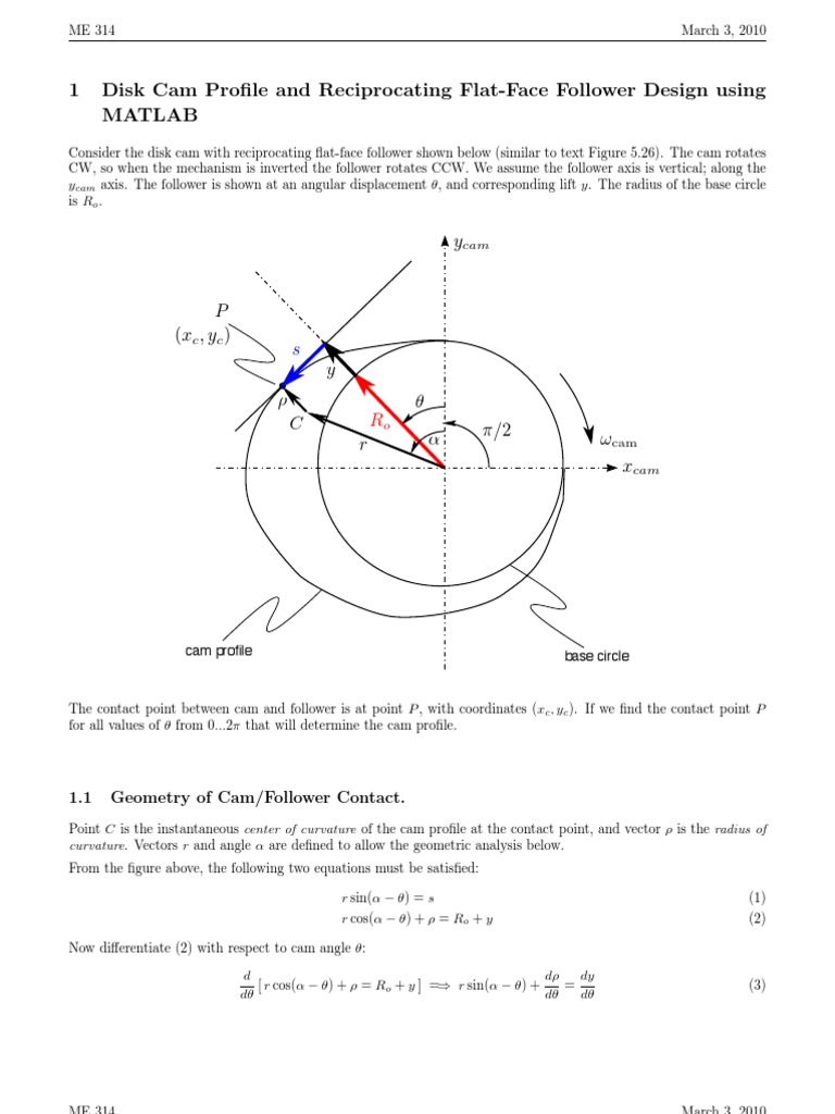 Determining the Cam Profile and Follower Geometry for a Disk Cam with ...