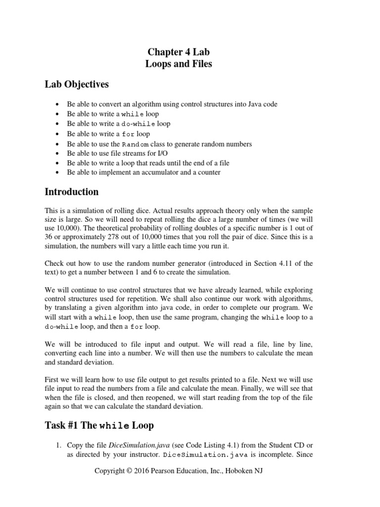 Chapter 4 Lab Loops and Files Lab Objectives | Download Free PDF ...